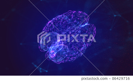 Glowing Human brain made of neon particles.... - Stock Illustration ...