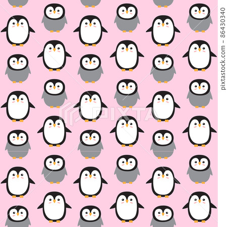 Vector seamless pattern of flat penguin - Stock Illustration [86430340 ...