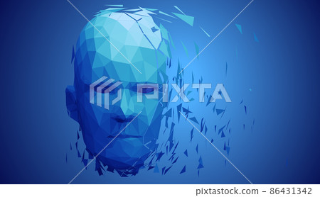 Human head, low poly style 3d vector wireframe... - Stock Illustration ...