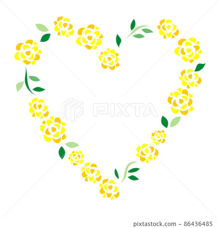 A simple yellow rose heart-shaped frame - Stock Illustration [86436485 ...