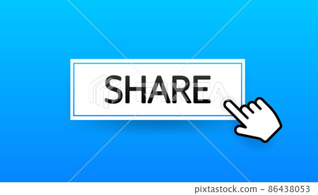 Icon with blue share 3D button on white...-插圖素材 [86438053] - PIXTA圖庫