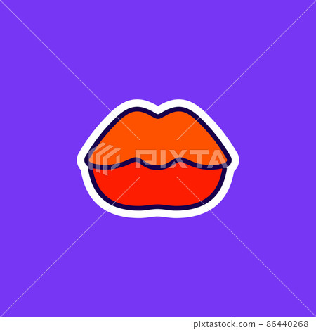 Sexy pout lips, female beautiful mouth, sticker... - Stock Illustration ...