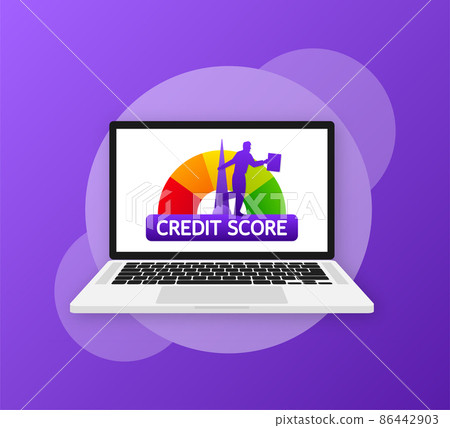 Credit score concept icon. Document... - Stock Illustration [86442903 ...