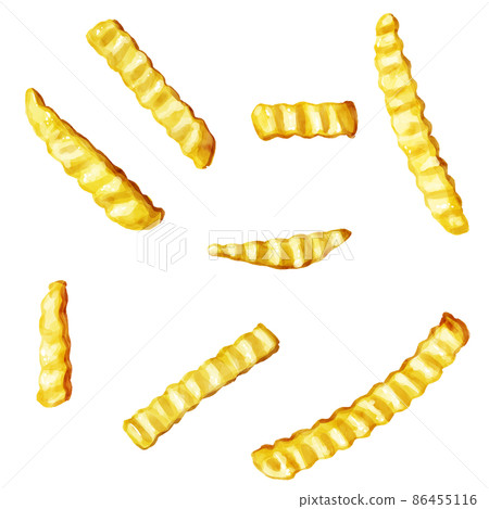 Hand drawn watercolor crinkle cut french fries... - Stock Illustration ...