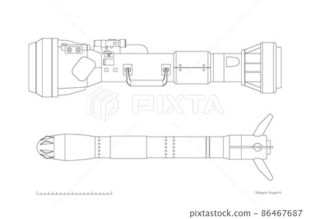 Outline rocket launcher side view. Contour... - Stock Illustration ...