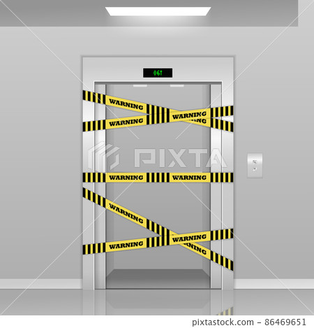 Realistic 3d broken elevators on repair with... - Stock Illustration ...