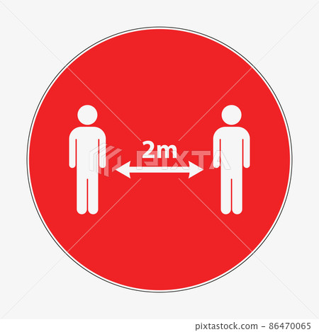 Two meters distance between people red circle - Stock Illustration ...