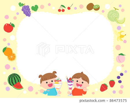 Cute frames of children and various fruits - Stock Illustration ...