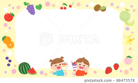 Cute frames of children and various fruits - Stock Illustration ...