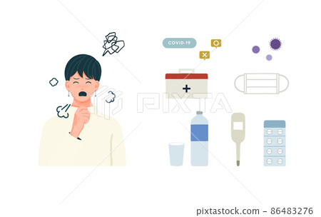 Vector illustration icon set for sick women and... - Stock Illustration ...