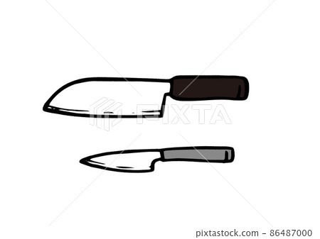 Handwritten illustrations of Deba knives and... - Stock Illustration ...
