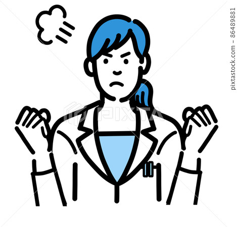 Young female doctor in an angry lab coat - Stock Illustration [86489881 ...