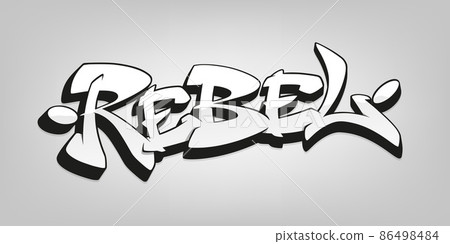 Rebel font in graffiti style. Vector illustration. - Stock Illustration ...