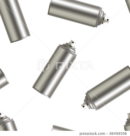 Seamless pattern of steel spray cans on a white... - Stock Illustration ...