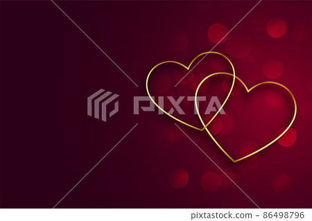 golden line hearts on red background for... - Stock Illustration ...