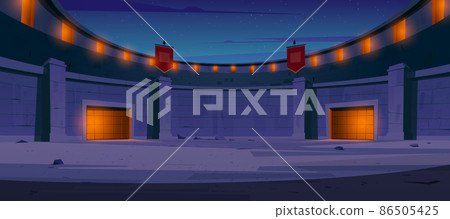 Ancient roman arena for gladiators fight at night - Stock Illustration ...