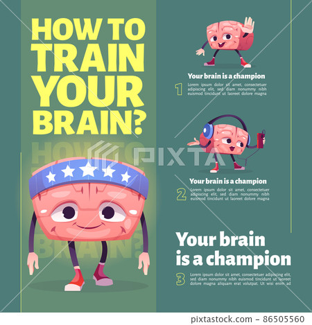 How to train brain poster with cute character - Stock Illustration ...