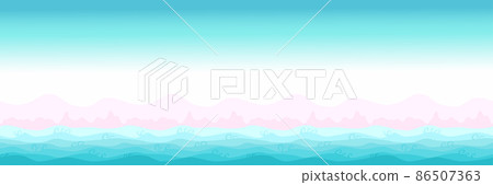 Pink beach, blue sea, sand, summer background... - Stock Illustration ...