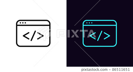 Outline coding icon, with editable stroke. App... - Stock Illustration ...