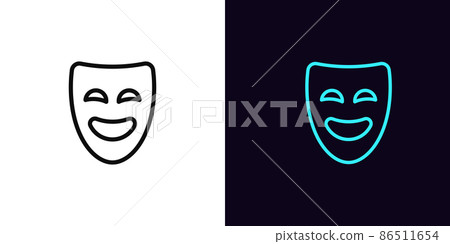 Outline comedy mask icon, with editable stroke.... - Stock Illustration ...