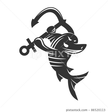 Shark and Anchor heraldic Icon Illustration... - Stock Illustration ...