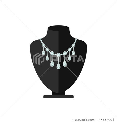 Necklace with diamonds on a jewellery bust-插圖素材 [86532091] - PIXTA圖庫