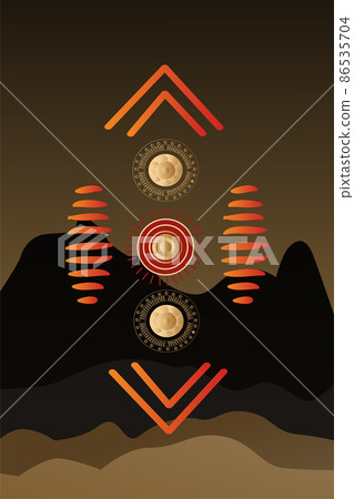Vector, abstract desert poster in minimalist... - Stock Illustration ...