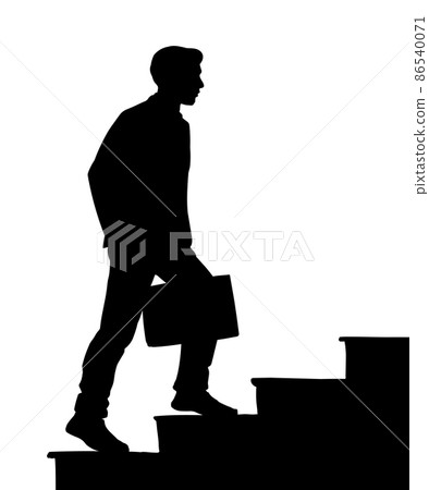 Vector drawing. Man rise up on stais - Stock Illustration [86540071 ...