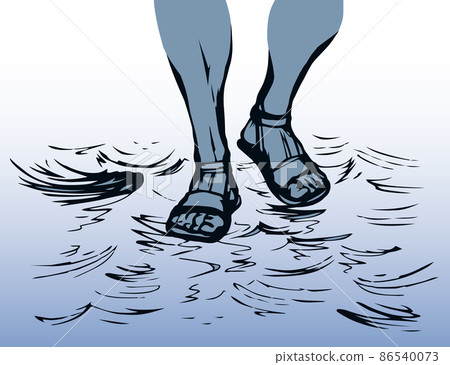 Legs walk on the water. Vector drawing - Stock Illustration [86540073 ...