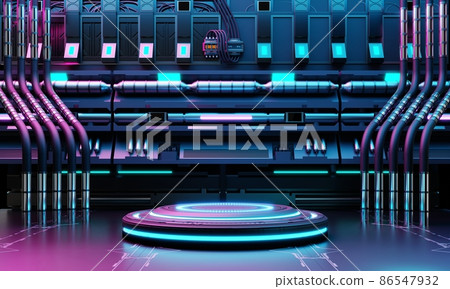 Cyberpunk sci-fi product podium showcase in... - Stock Illustration ...