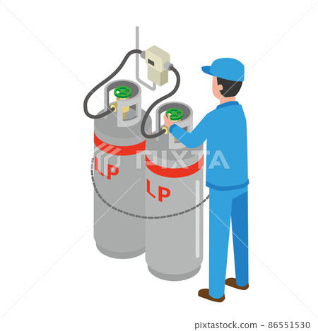 Workers installing propane gas - Stock Illustration [86551530] - PIXTA