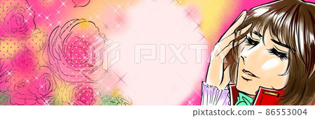 70's shojo manga long-haired handsome... - Stock Illustration [86553004 ...