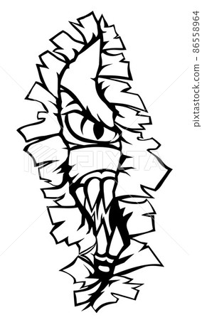 Monster Tearing A Rip Through the Background - Stock Illustration ...