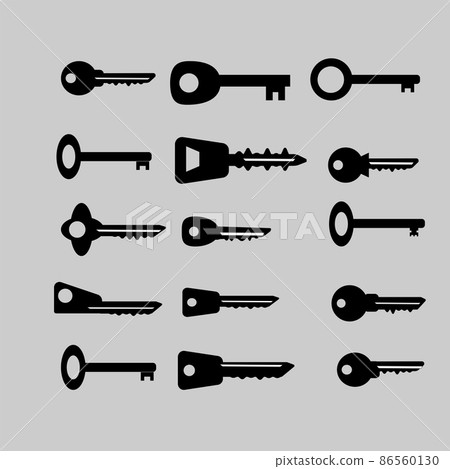 simplified image of all kinds of door key - Stock Illustration ...