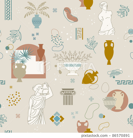Greek antique statues seamless pattern - Stock Illustration [86570891 ...