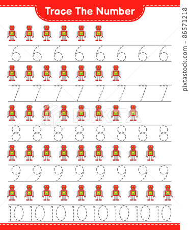 Trace the number. Tracing number with Robot...-插圖素材 [86571218] - PIXTA圖庫