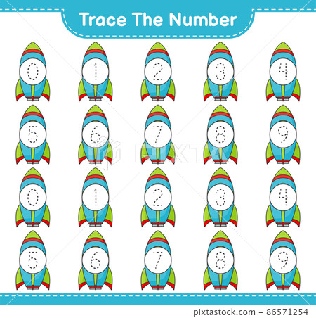 Trace the number. Tracing number with Rocket.... - Stock Illustration ...