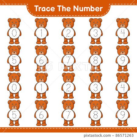 Trace the number. Tracing number with Teddy... - Stock Illustration ...