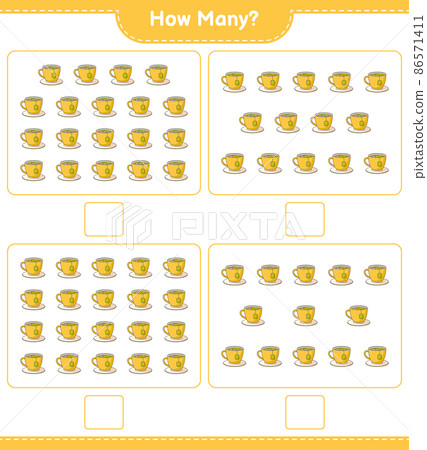 Counting game, how many Tea Cup. Educational... - Stock Illustration ...