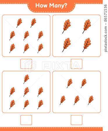 Counting game, how many Oak Leaf. Educational... - Stock Illustration ...