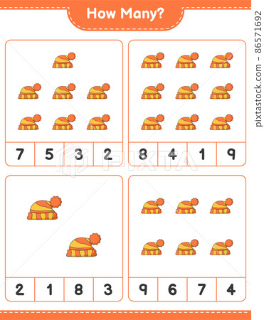 Counting game, how many Hat. Educational... - Stock Illustration ...