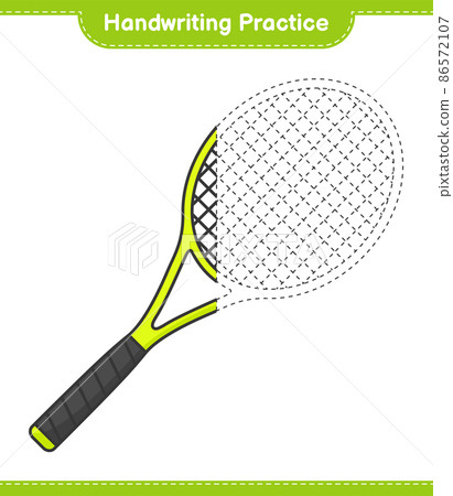 Handwriting practice. Tracing lines of Tennis... - Stock Illustration ...
