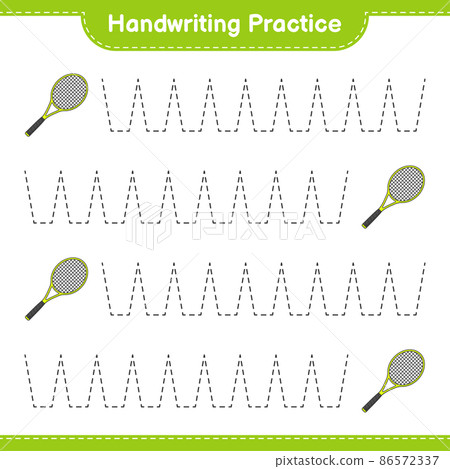 Handwriting practice. Tracing lines of Tennis... - Stock Illustration ...