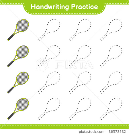 Handwriting practice. Tracing lines of Tennis...-插圖素材 [86572382] - PIXTA圖庫