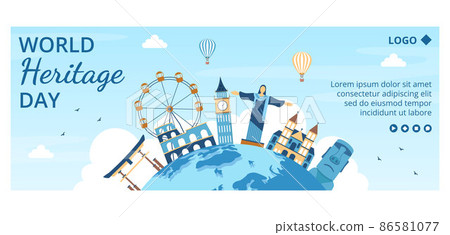 World Heritage Day Cover Template Flat Design... - Stock Illustration ...