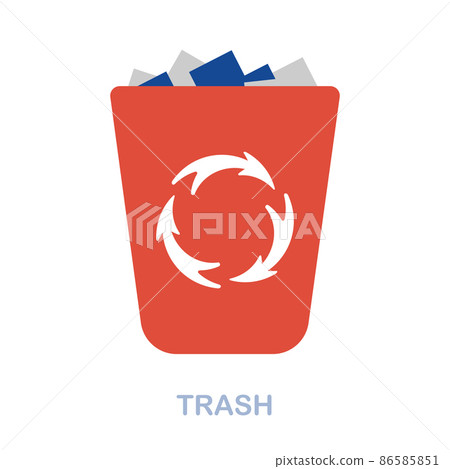 Flat Trash Can Icon