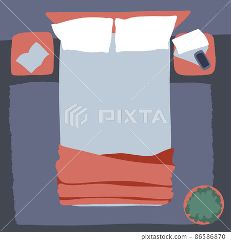 Bedroom with furniture overhead top view. Cozy... - Stock Illustration ...