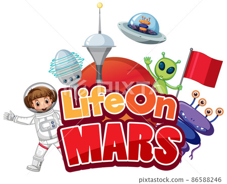 Life on Mars word logo design with cartoon... - Stock Illustration ...