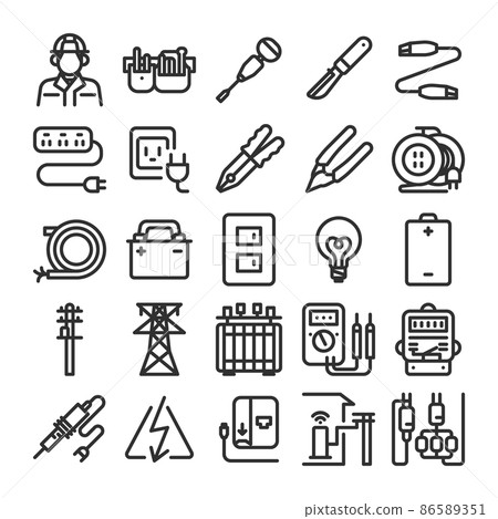 Electrical work icon set - Stock Illustration [86589351] - PIXTA