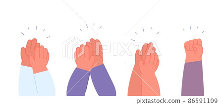 Victory hands. Hand clapping and fist up. Fans... - Stock Illustration ...